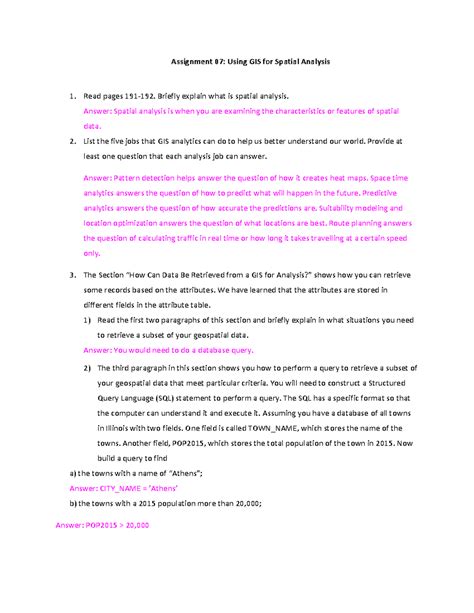 Gis Assignment 7 All Answers Available Assignment 07 Using Gis For