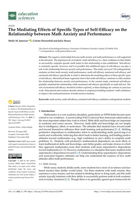 Pdf The Mediating Effects Of Specific Types Of Self Efficacy On The
