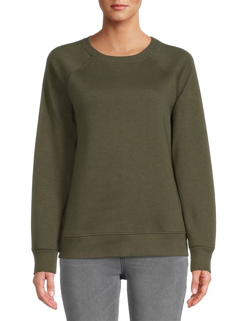 Time And Tru Womens Fleece Pullover Crewneck Sweatshirt Cotton Blend