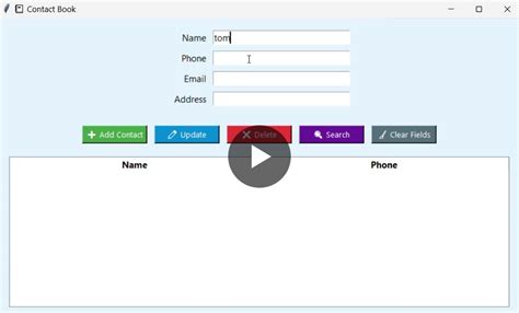 Python Tkinter Guiapplication Contactbook Codsoft Internshipproject… Shravani Koyande