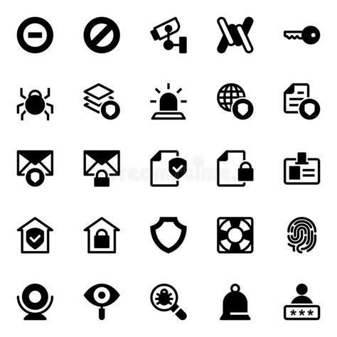 Glyph Icons For Cyber Security Stock Vector Illustration Of Globe Cctv 213235669