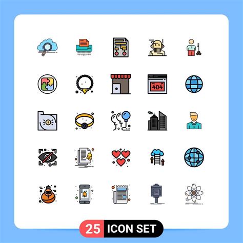 25 Thematic Vector Filled Line Flat Colors And Editable Symbols Of Robo Advisor Wireframe File