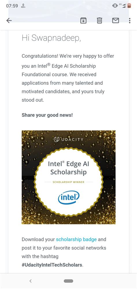Swapnadeep Mohapatra On Linkedin Got Edgeai Scholarship Udacity Intel First Datascience Ai