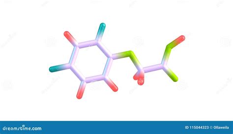 24 Dichlorophenoxyacetic Acid Molecule 3d Rendering Flat Molecular