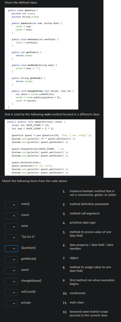 Solved Given The Defined Class Public Class Question Chegg