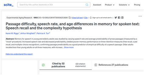 Passage Difficulty Speech Rate And Age Differences In Memory For