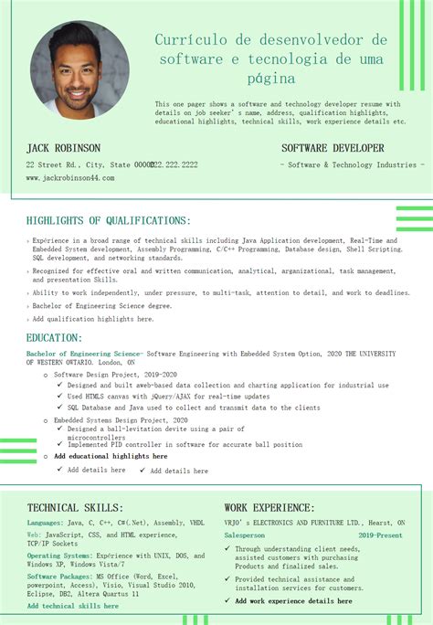 os 5 principais modelos de currículo de desenvolvedor de software de