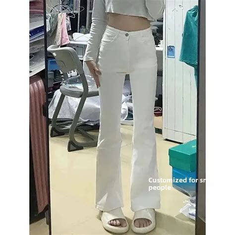 Womens White High Waisted Microflare High Waisted White Jeans With