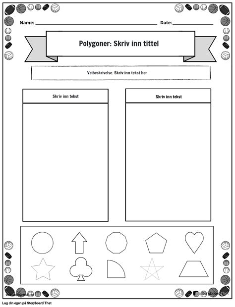 Polygon Sort Regneark Sportstema Bw Storyboard