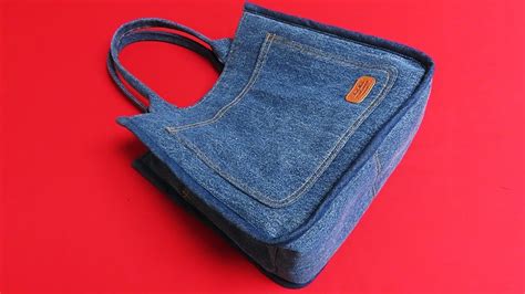 Diy안입는 청바지로 바이어스를 활용한 박스형 토트백 만드는 방법 Bias Box Style Tote Bagmade Of Old Jeans Youtube
