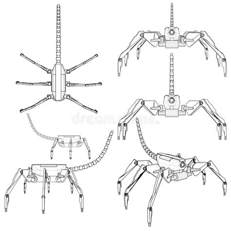 Spider Robot Android Vector Illustration Isolated On White Background Stock Vector