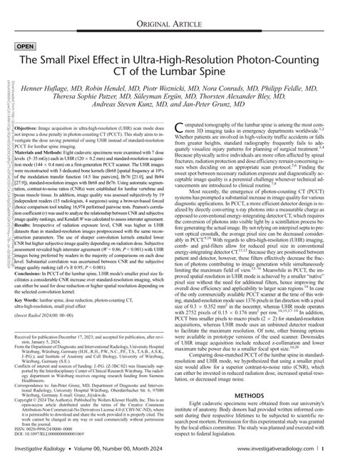 Pdf The Small Pixel Effect In Ultra High Resolution Photon Counting Ct Of The Lumbar Spine
