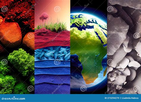 Collage Different Natural Earth Textures Mixed Generative Ai