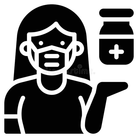 Woman With Vaccine Bottle Icon Vaccine Development Related Vector Stock Vector Illustration