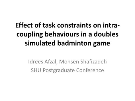 pdf effect of task constraints on intra coupling behaviours in a