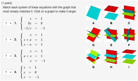 Solved 1 Point Match Each System Of Linear Equations With