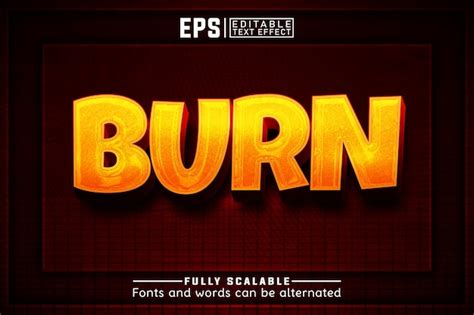 Premium Vector Burn 3d Editable Text Effect