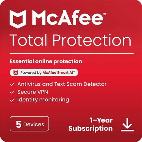 Mcafee Total Protection 5 Device Antivirus And Internet Security Software 1 Year Subscription