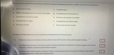Solved For Each Control Identify The Assertion For Which