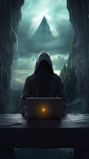 Premium Ai Image Hacker Typing On Laptop Anonymous Concept Generative Ai