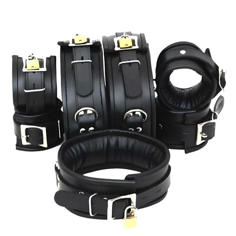 Leather Padded Cuffs Set Ankle Wrist Thigh And Collar 7 Piece Etsy