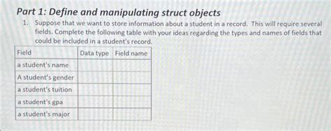 Solved Part 1 Define And Manipulating Struct Objects 1