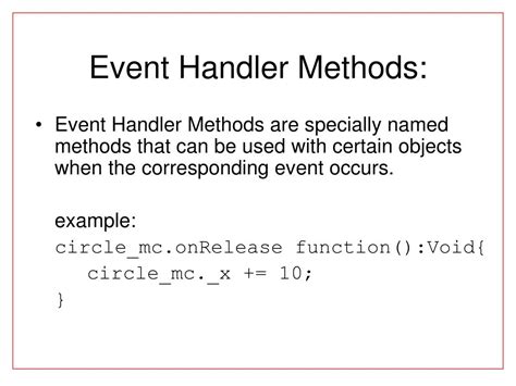 Ppt Actionscript Classes Properties Eventhandler Methods