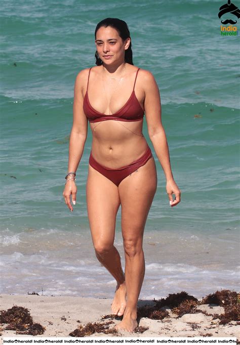 Natalie Martinez In A Red Bikini On Miami Beach Set 1