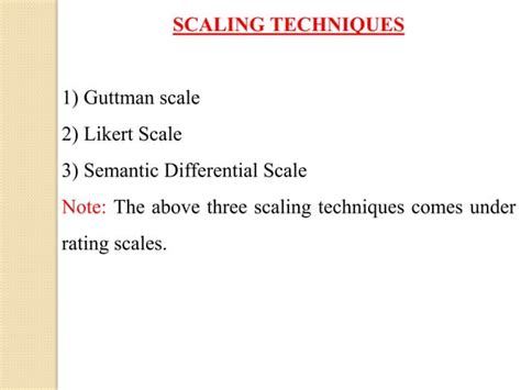 Types Of Scales And Scaling Techniques Pptx Science