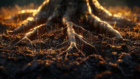 Underground Roots Texture Close Up Illustration Of Tree Roots In Soil