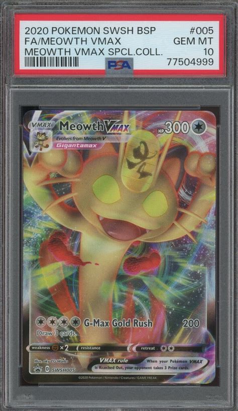 Pokemon Meowth Vmax Special Collection Full Art Promo Swsh Psa Gem Mint Values Mavin