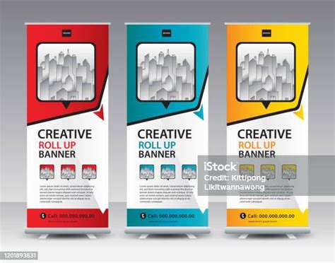 롤업 배너 스탠드 템플릿 크리에이티브 디자인 현대 전시 광고 전단지 프리젠 테이션 당기기 웹 배너 전단지 J 플래그 X스탠드 X 배너 포스터 디스플레이 벡터 Eps10 들어