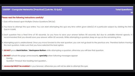 Cs610p Lab Quiz 12 Cs610p Computer Networks Practical Fall 2024 Youtube