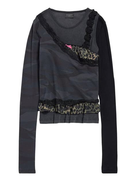Balenciaga Layered Asymmetric Top Grey And Silver