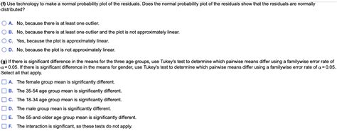 Solved F Use Technology To Make A Normal Probability Plot Chegg
