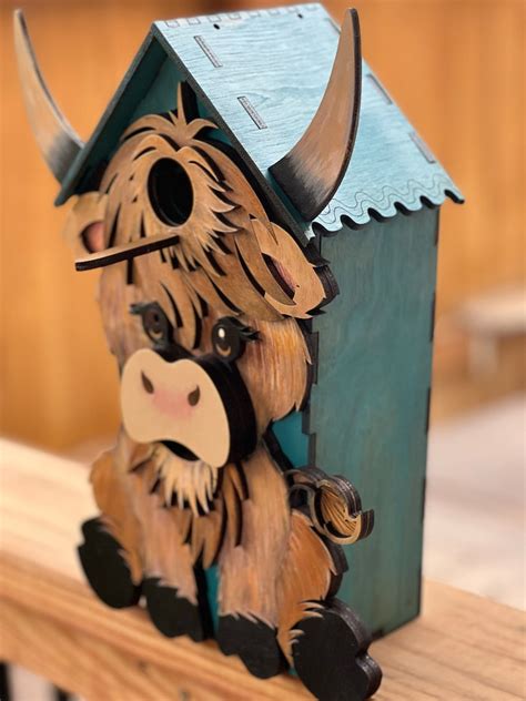 Highland Cow Birdhouse Svg Laser Cut File 5mm And 3mm Digital Download