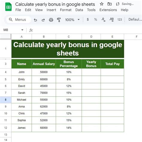 Calculate Yearly Bonus In Google Sheets A Simple Step By Step Guide Neotech Navigators