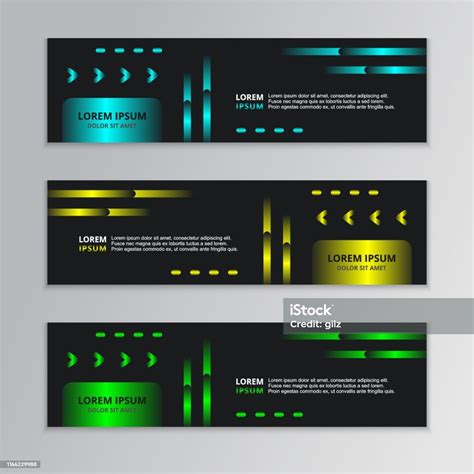 빛나는 네온 현대 디자인 배경 벡터와 검은 색 추상 모양 배너 템플릿의 집합 0명에 대한 스톡 벡터 아트 및 기타 이미지 0명 3차원 형태 개념 Istock