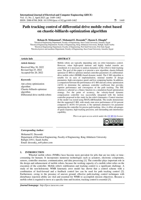 Pdf Path Tracking Control Of Differential Drive Mobile Robot Based On Chaotic Billiards