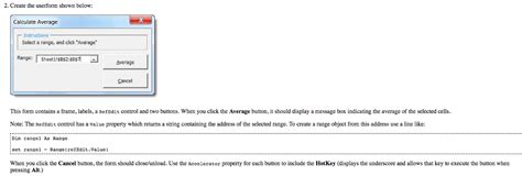 Solved 2 Create The Userform Shown Below Calculate Average