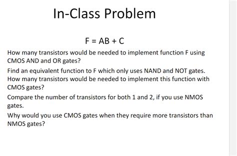 In Class Problemfabchow Many Transistors Would Be
