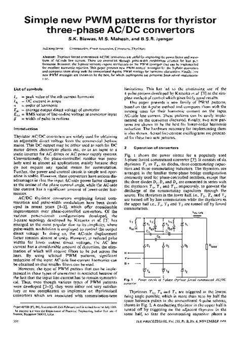 pdf simple new pwm patterns for thyristor three phase ac dc convertors