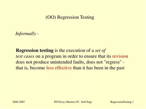 Ppt Oo Regression Testing Powerpoint Presentation Free Download