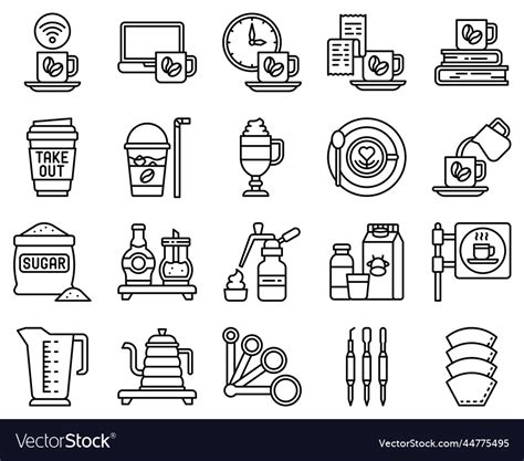 Coffee Shop Line Icon Set 4 Royalty Free Vector Image