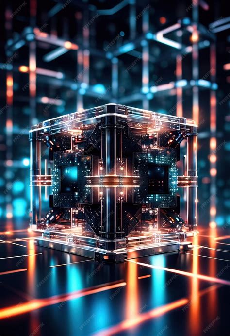 Premium Photo Information Technologies Abstract Futuristic Quantum Computing Digital Cube