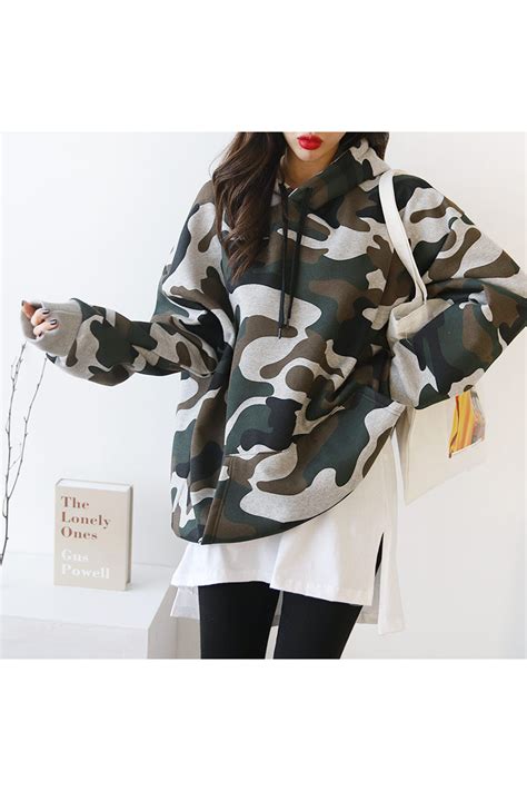 남녀공용 빅사이즈 밀리터리 카모 후드티