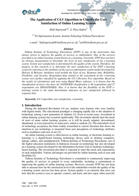 pdf the application of c4 5 algorithm to classify the user