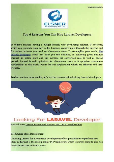 Top 6 Reasons You Can Hire Laravel Developers
