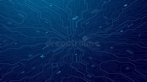 Circuit Board On Blue Background Digital Isometric Tech Bg Stock Vector Illustration Of Power