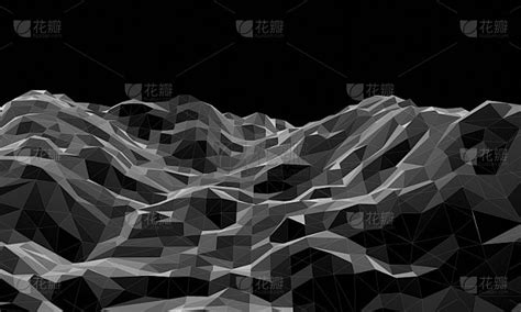 3d黑白低多边形地形地形。素材 花瓣网